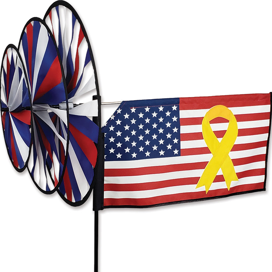 Triple Spinner & Flag - Yellow Ribbon – Pro Kites USA
